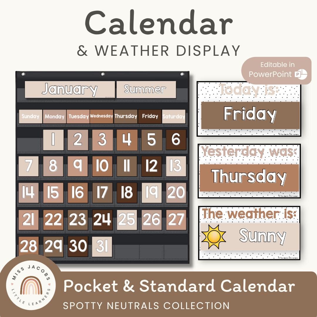 Classroom Calendar and Weather Display | SPOTTY NEUTRALS Classroom ...