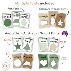 Shape Posters for Kindergarten, Modern Botanical Printable 2D Shapes ...