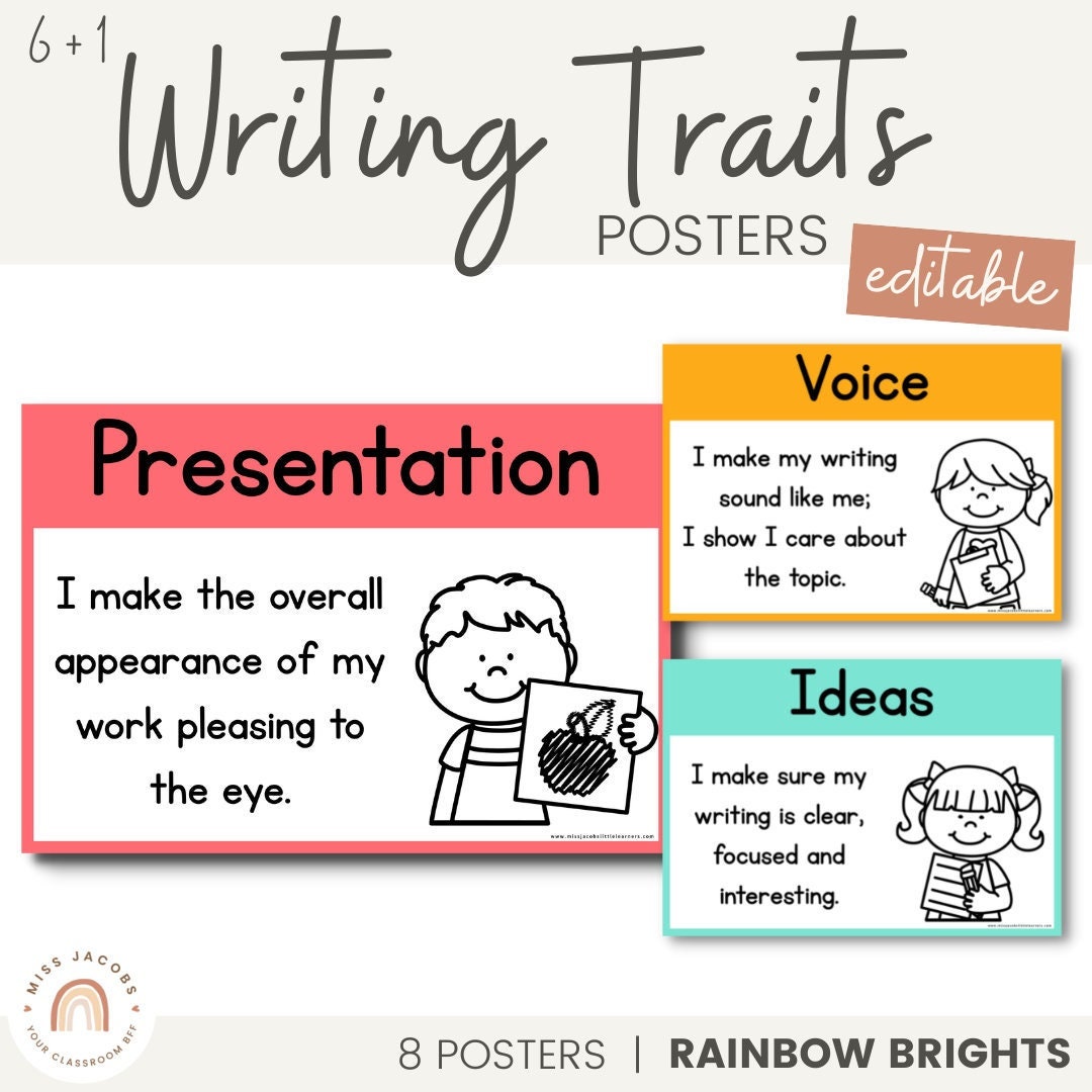 6+1 Traits of Writing Posters | RAINBOW BRIGHTS - Etsy