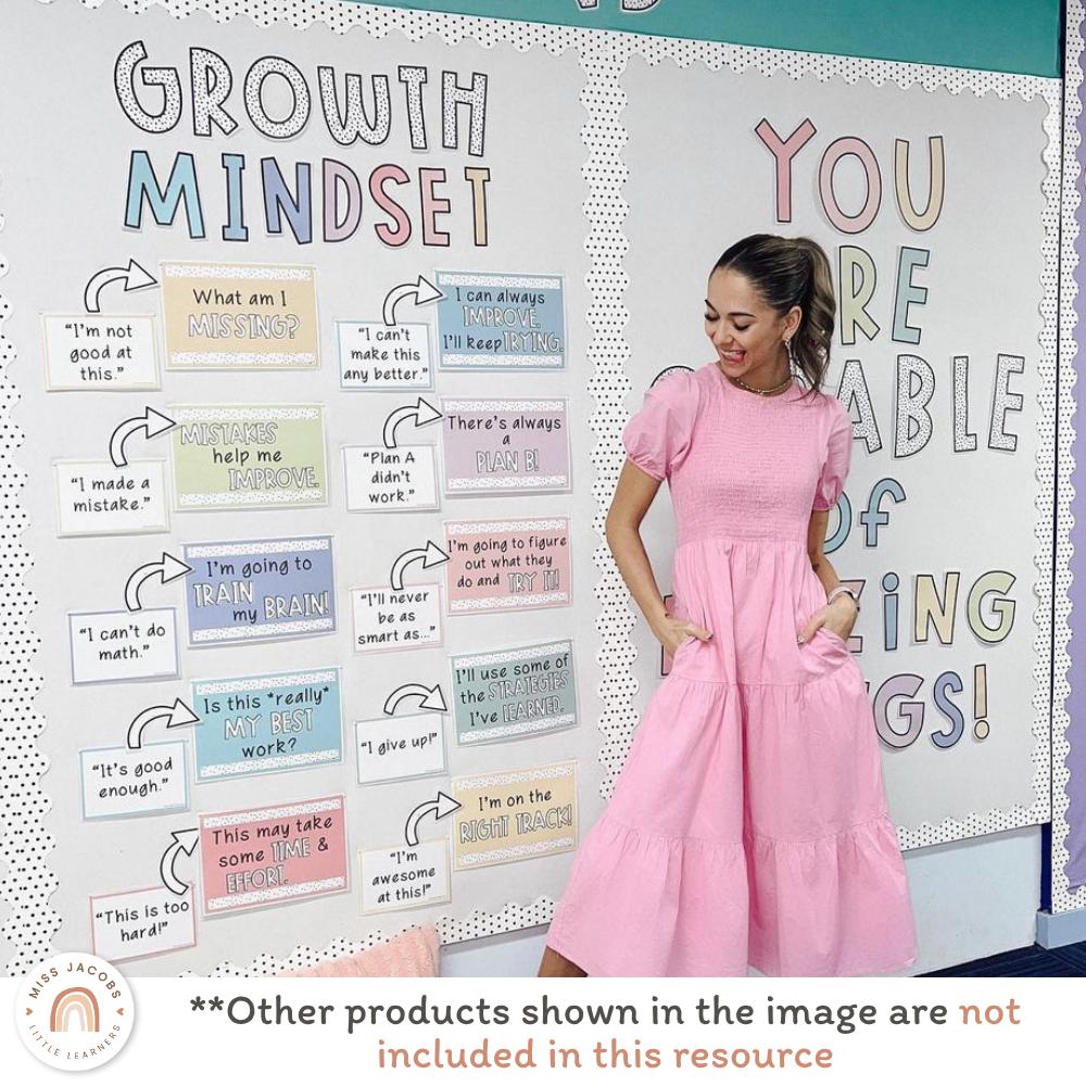 SPOTTY PASTELS Growth Mindset Posters | Muted Rainbow Classroom Decor ...
