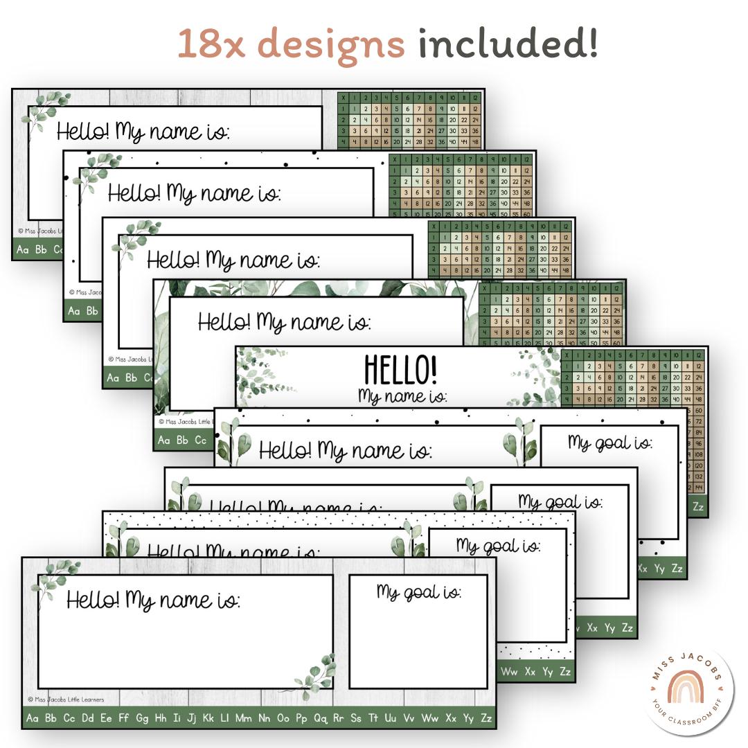 Student Desk Name Tags With Goals, Editable Farmhouse Desk Mats With ...