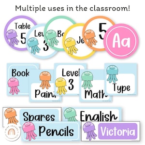 Ocean Jellyfish Classroom Decor Bundle, Calm Theme Pastel Teacher ...