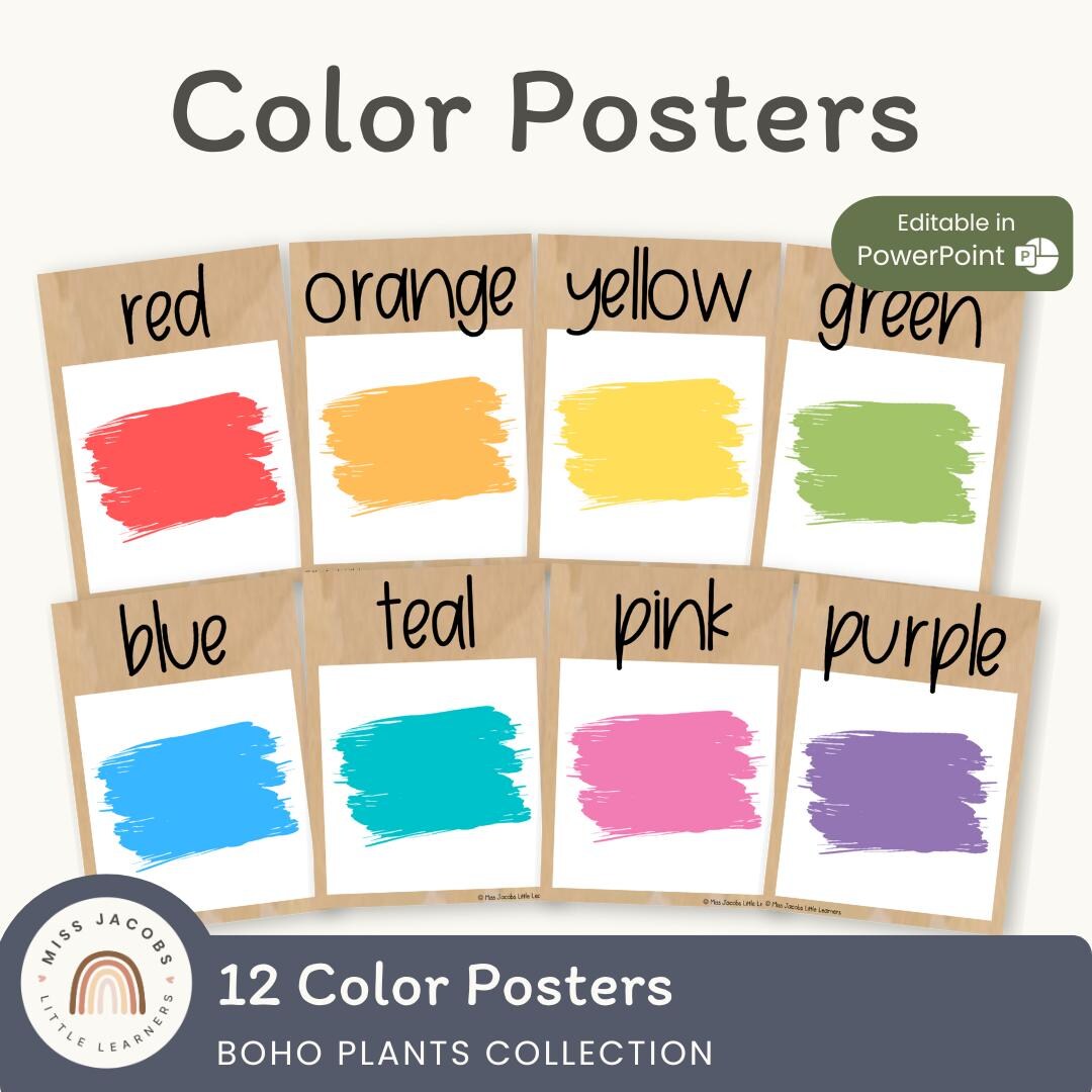 Modern Boho Color Posters | Rustic Neutral Classroom Decor | Editable ...