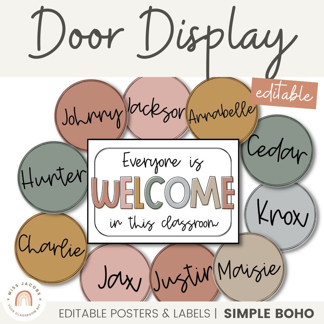 Door Display | SIMPLE BOHO Classroom Decor - Etsy
