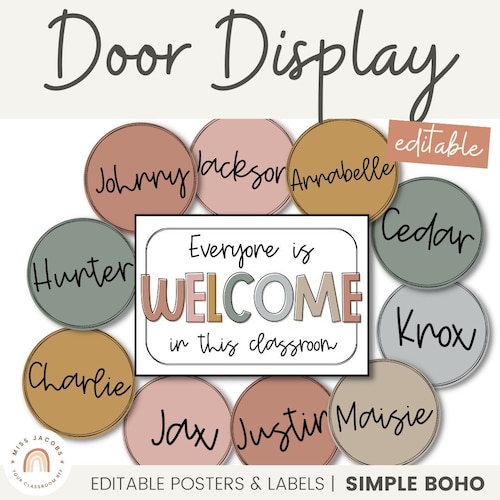 Door Display SIMPLE BOHO Classroom Decor - Etsy