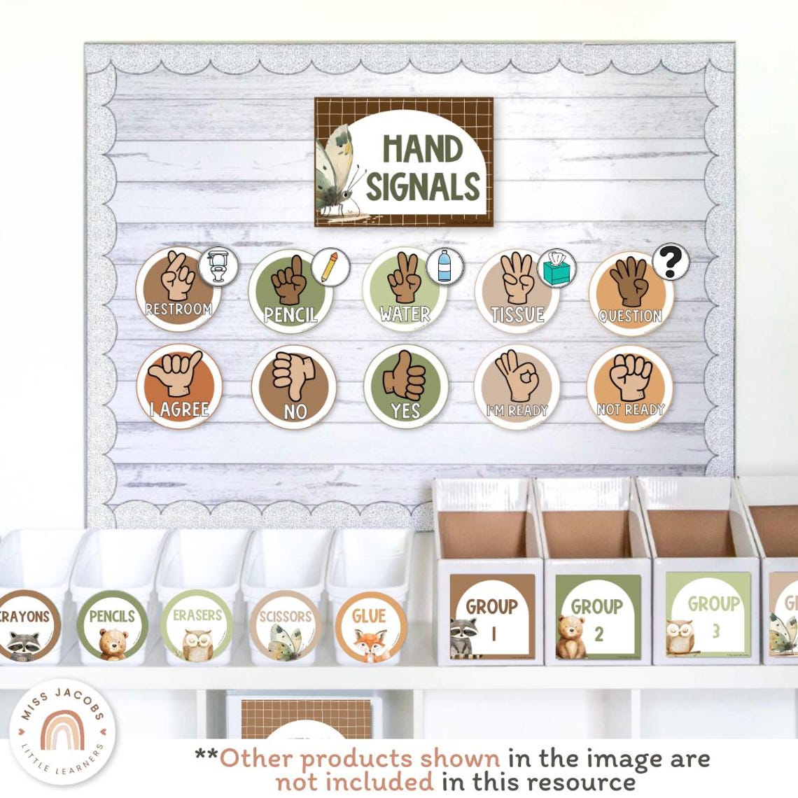 Woodland Hand Signals Posters, Neutral Printable Hand Signs, Classroom ...