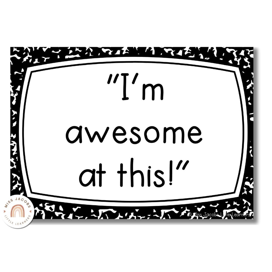 Cutesy Growth Mindset Posters, Printable Positive Self-talk for Kids ...