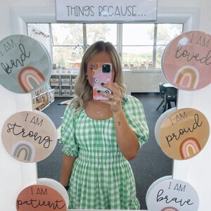 BOHO RAINBOW Affirmation Station | Positive Affirmations Mirror Display ...