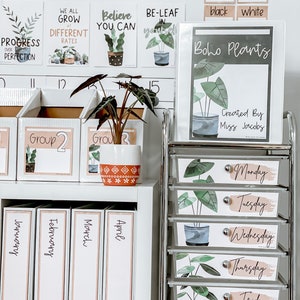 Boho Plants Binder Covers & Spines | Rustic Boho Classroom Decor ...