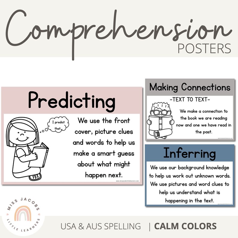 CALM COLORS English Posters Bundle Modern Rainbow Classroom - Etsy