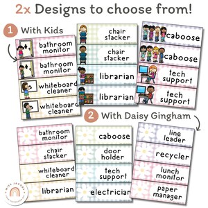 Classroom Jobs Display | Daisy Gingham Pastels Classroom Decor ...