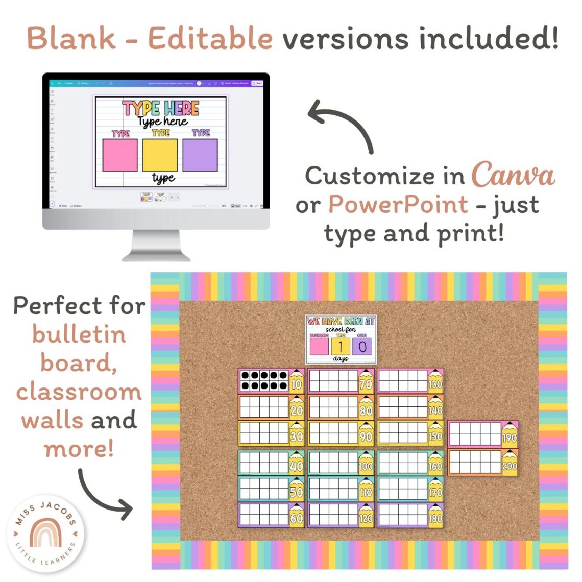 Cutesy Days at School Tally Chart, Colorful School Days Display ...