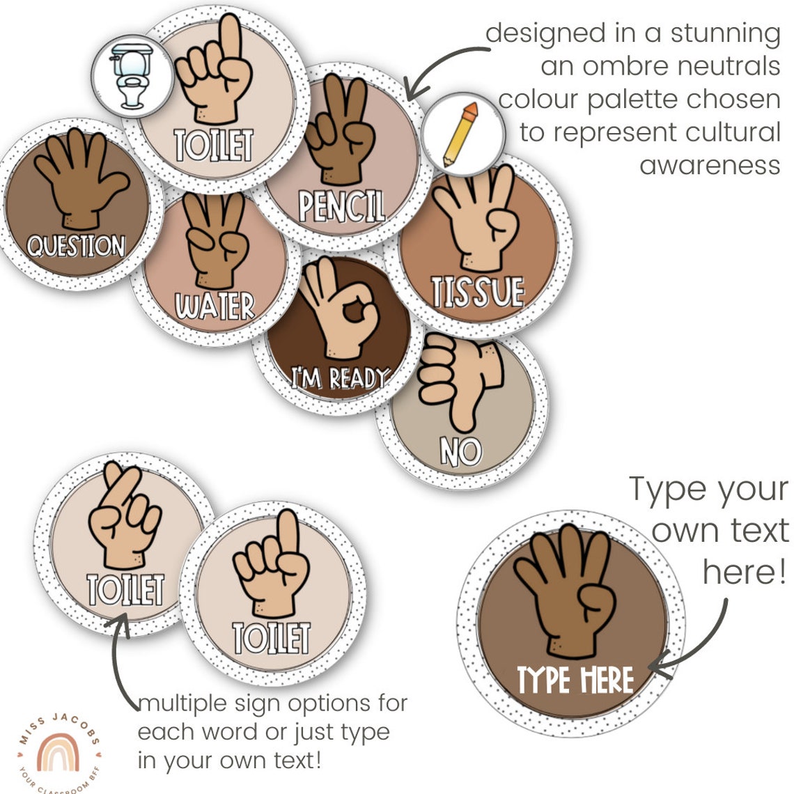 Hand Signals Posters SPOTTY NEUTRALS Classroom Decor - Etsy