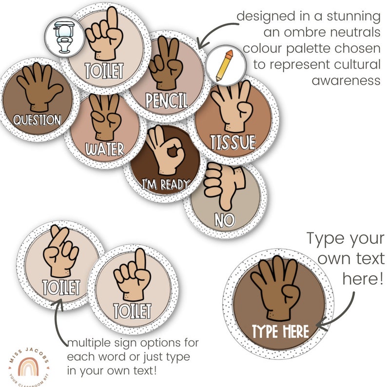 Hand Signals Posters SPOTTY NEUTRALS Classroom Decor - Etsy