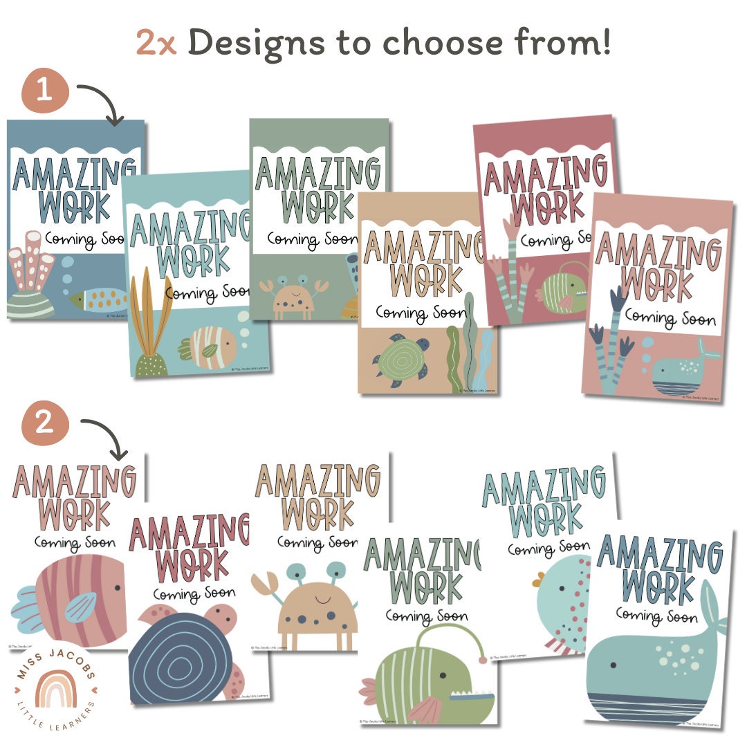 Cute Sea Life Amazing Work Coming Soon Posters, Printable Amazing Work ...