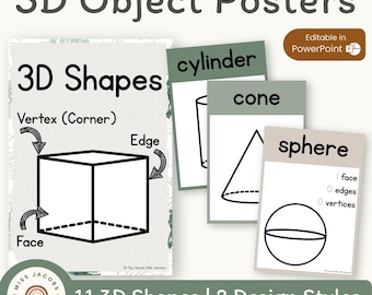 Earthy 3D Shape Posters, Modern Jungle Classroom Shape Display ...