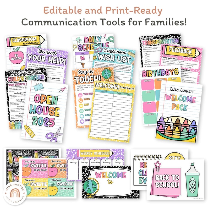 Cutesy Open House Forms Bundle, Editable Meet the Teacher Night Parent ...