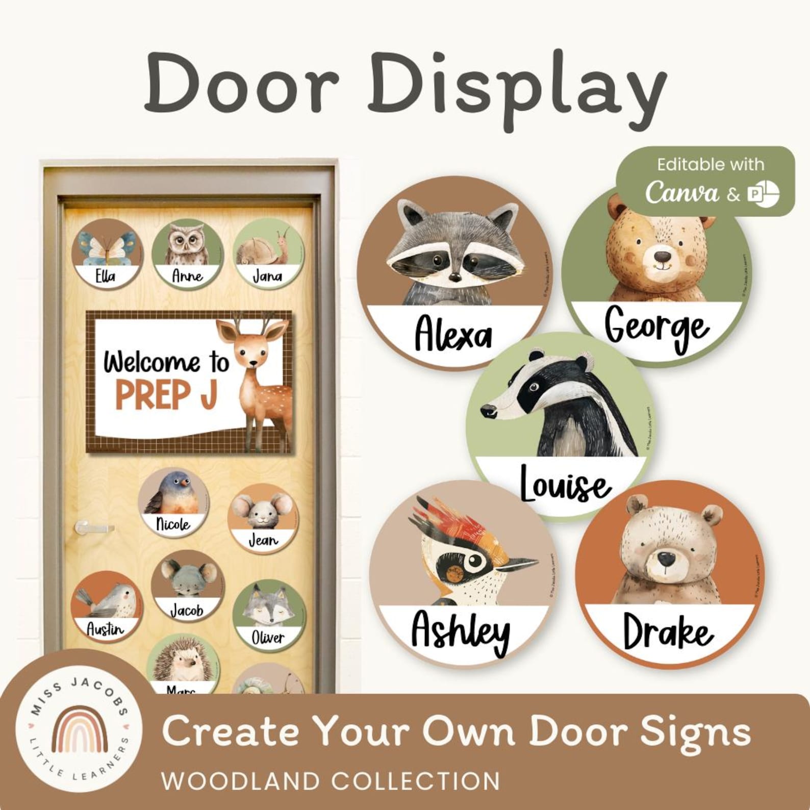 Woodland Door Display Animals Classroom Decor, Back to School Door Sign ...