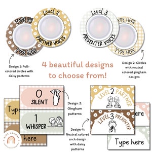 Editable Voice Levels Display Push Light Noise Levels Daisy Gingham ...