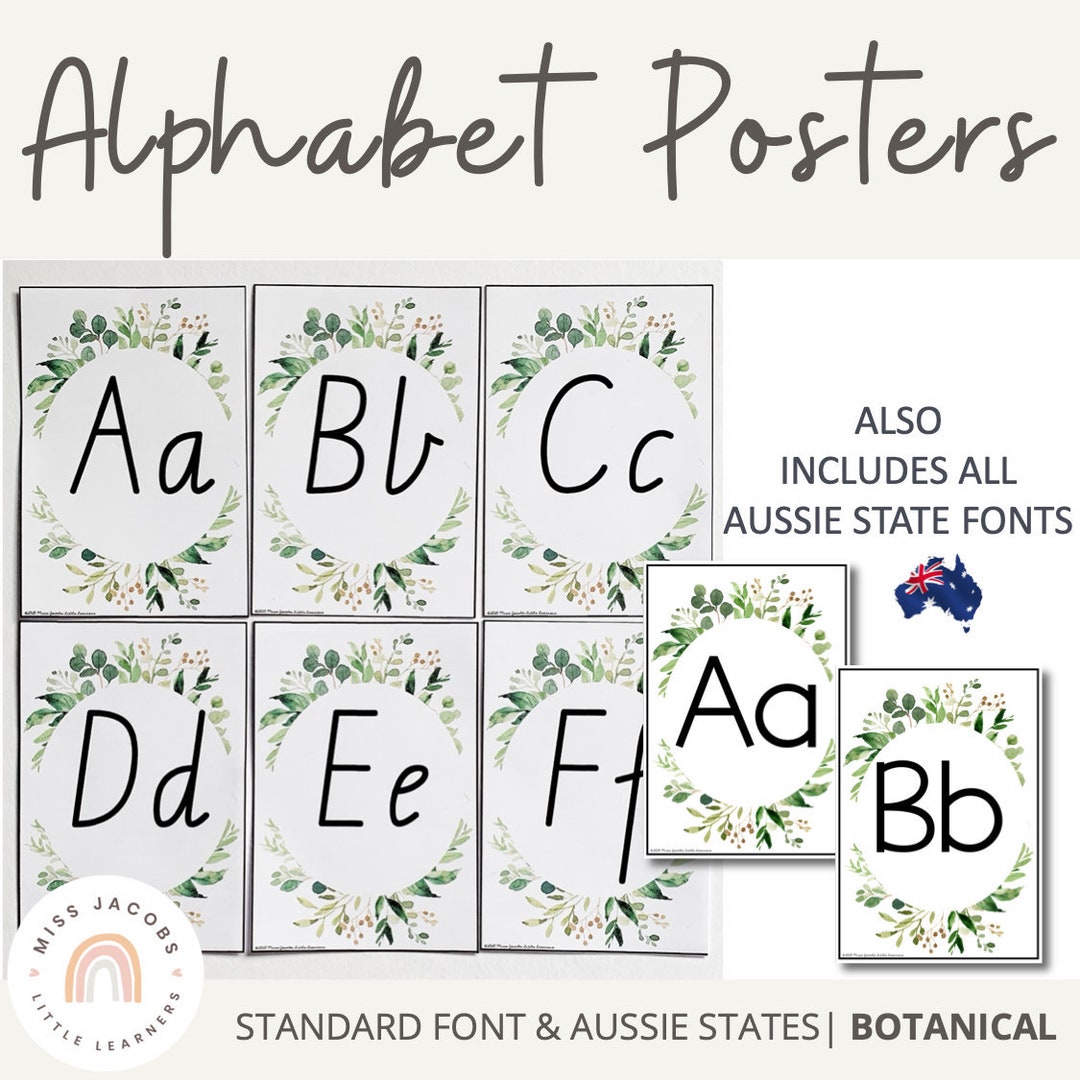 BOTANICAL Alphabet Posters | Modern Farmhouse Classroom Decor - Etsy