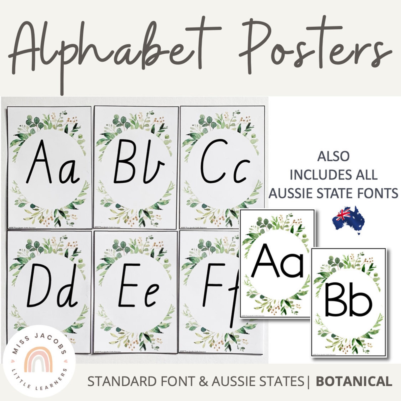 BOTANICAL Alphabet Posters Modern Farmhouse Classroom Decor - Etsy