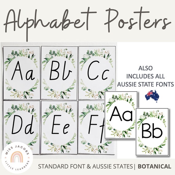BOTANICAL Alphabet Posters Modern Farmhouse Classroom Decor - Etsy UK