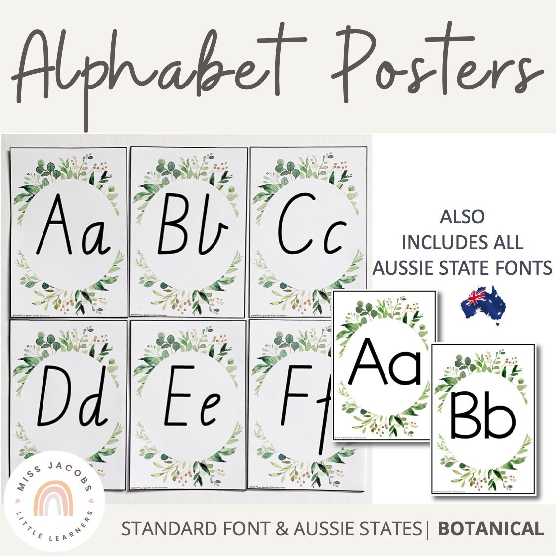 BOTANICAL Alphabet Posters Modern Farmhouse Classroom Decor | Etsy