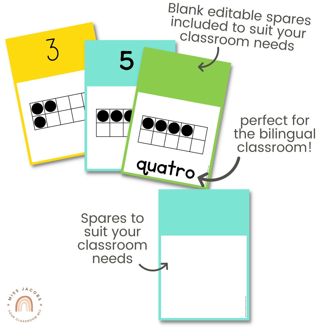 Number Posters Ten Frame RAINBOW BRIGHTS - Etsy