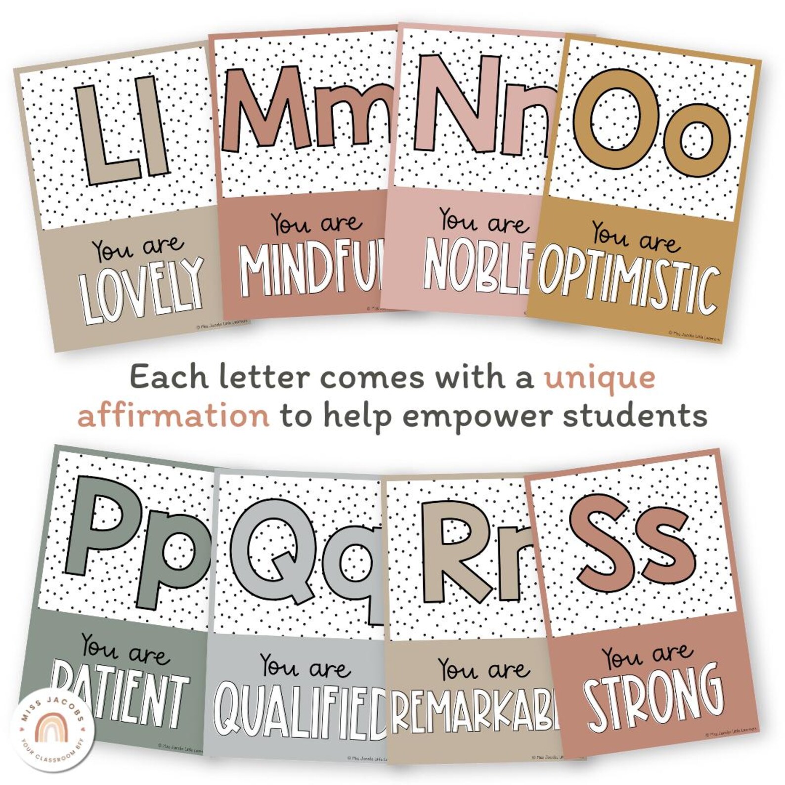 Spotty Boho Affirmation Alphabet Posters, Editable Classroom Decor ...