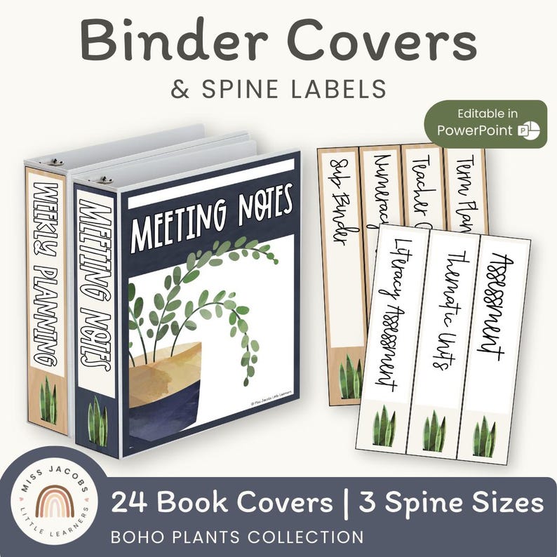 Boho Plants Binder Covers & Spines | Rustic Boho Classroom Decor ...