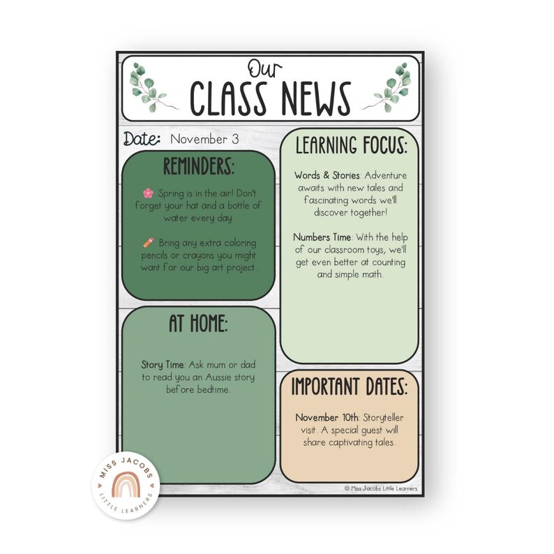 Newsletter Template for Teachers, Editable Weekly & Monthly Parent ...