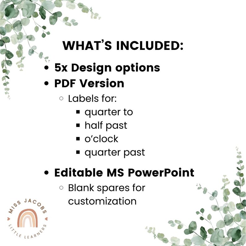 Clock Labels for Classroom, Minute Numbers & Time Phrases, Editable ...