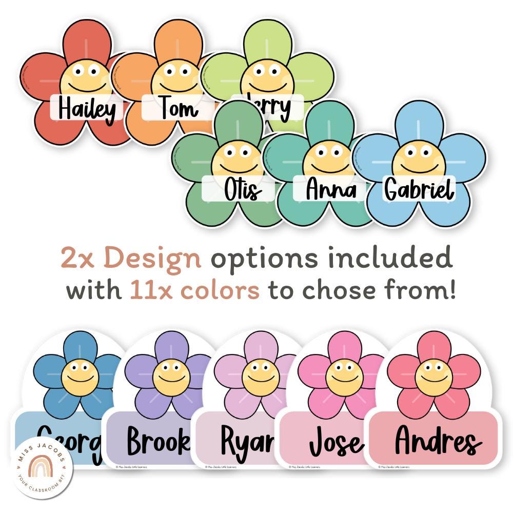 Spring Flower Door Display, Editable Welcome Signs, Name Labels, Name ...