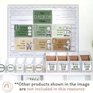 Classroom Rules & Expectations Posters With Visuals, Modern Botanical ...