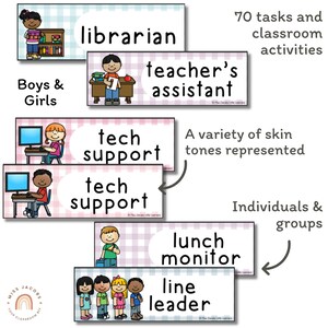 Classroom Jobs Display Daisy Gingham Pastels Classroom Decor Editable ...