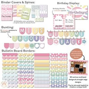 Daisy Gingham Pastels Classroom Decor Bundle Muted Rainbow Theme ...