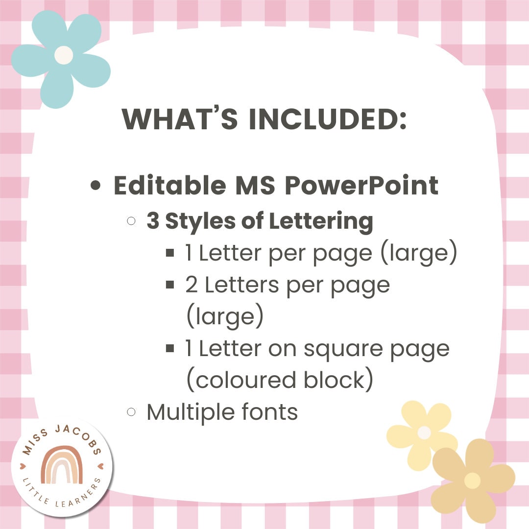Bulletin Board Lettering Pack | Daisy Gingham Pastel Classroom Decor ...