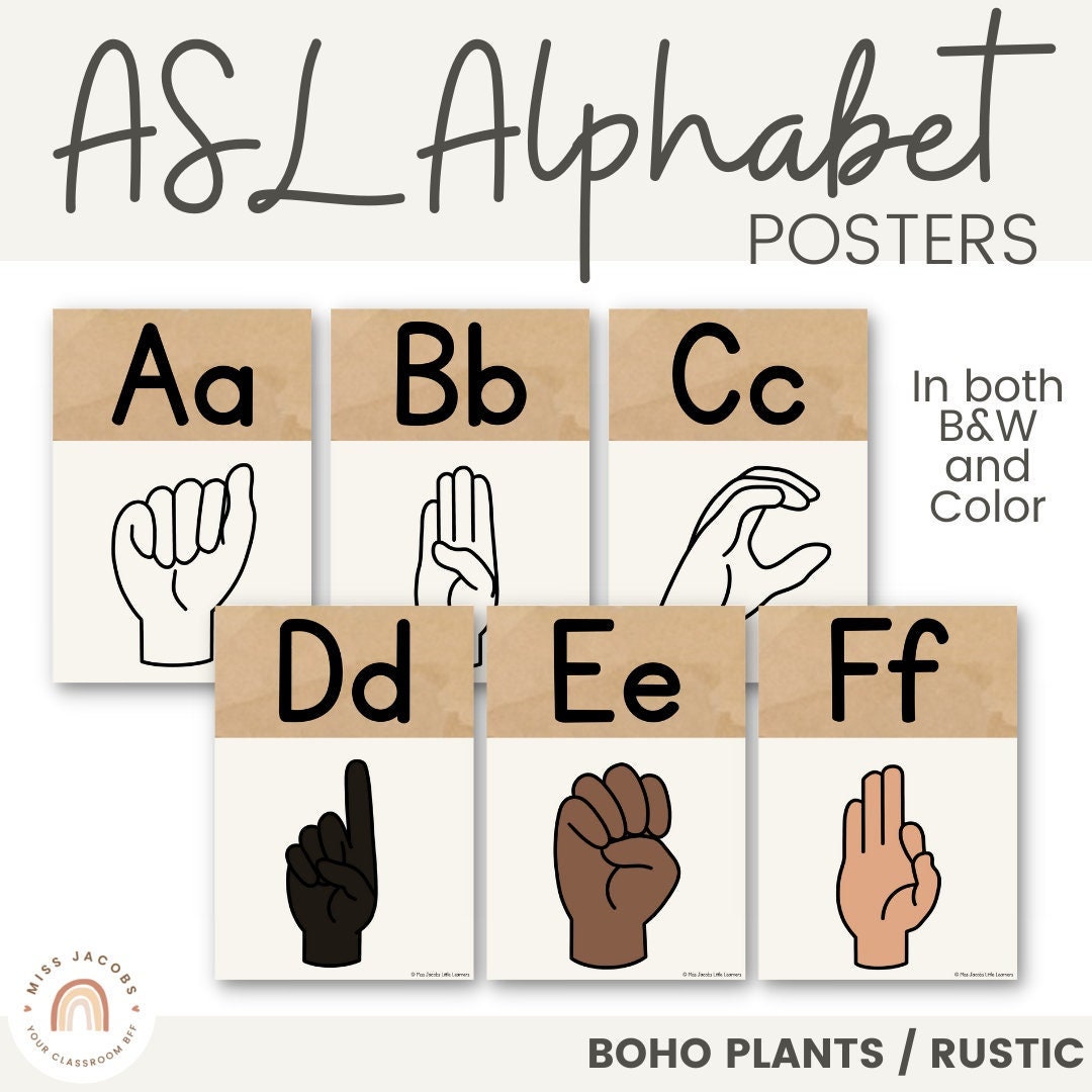 Modern Rustic ASL Alphabet Posters - Etsy