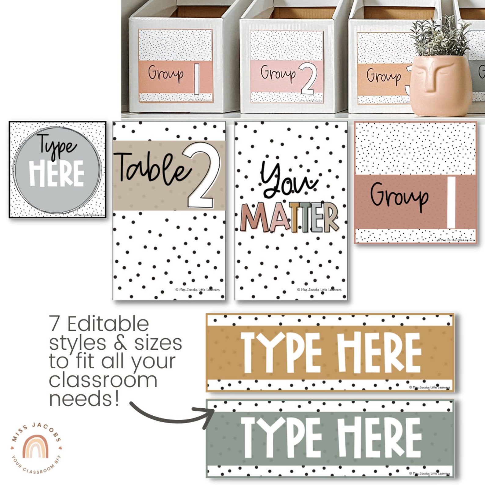 Classroom Labels | SPOTTY BOHO | Editable - Etsy UK