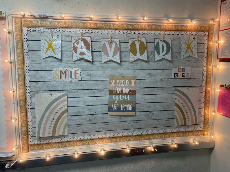 Bulletin Board Bunting SPOTTY BOHO Editable - Etsy