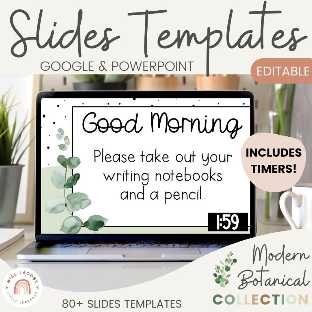 Botanical Google Slides & Powerpoint Templates, Daily Morning Agenda ...