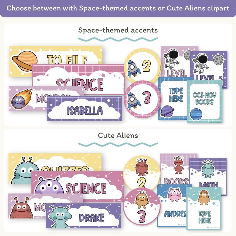 Dreamy Space Classroom Labels: Pastel Student Names and Supplies ...