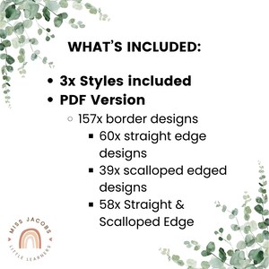 Bulletin Board Borders Printable Set, Eucalyptus Classroom Decor, 150 ...