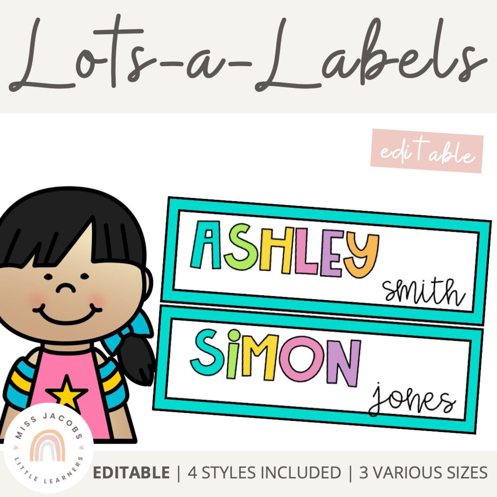 RAINBOW Editable Tray Labels Classroom Labels & Name Tags - Etsy