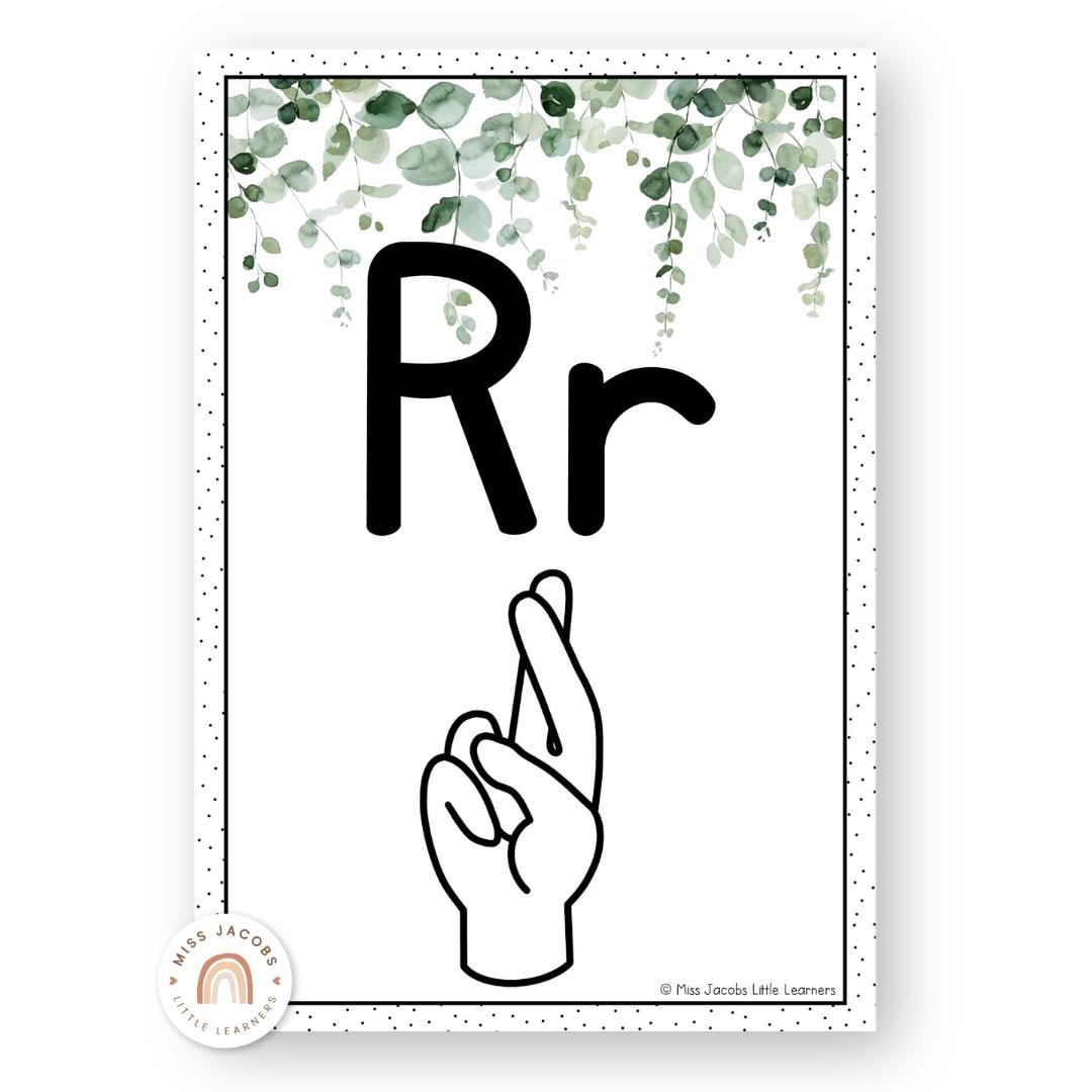 Botanical ASL Alphabet Posters, Printable A–Z Wall Set With Hand ...