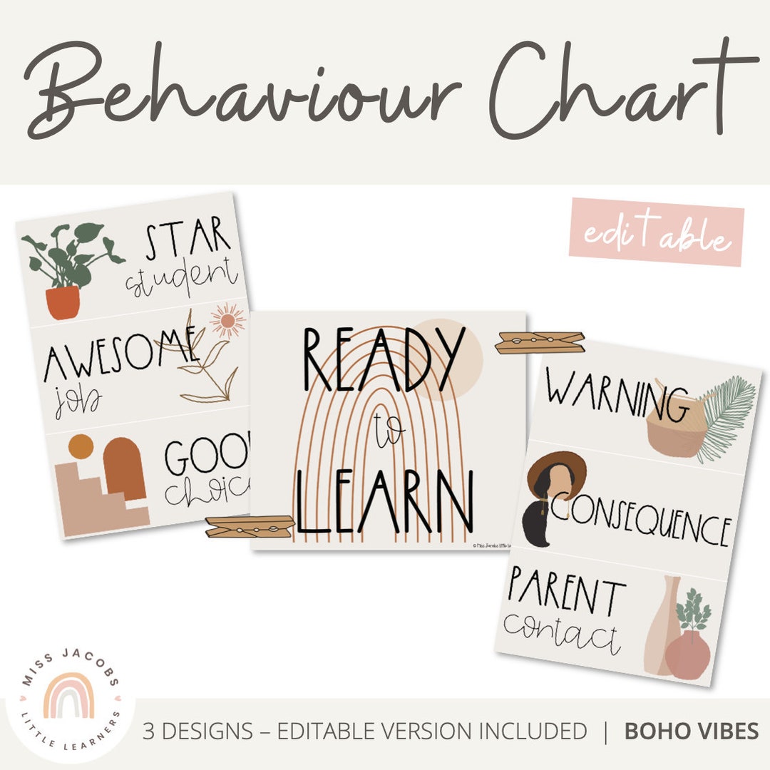 BOHO VIBES Behavior Chart | Editable | Desert Neutral Classroom Decor ...