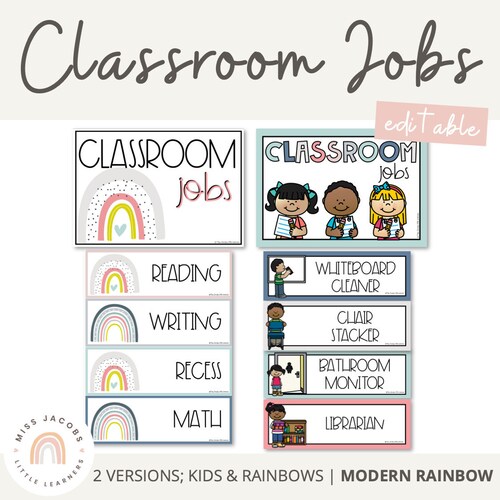 MODERN RAINBOW Classroom Decor Bundle Editable Calm Colors - Etsy