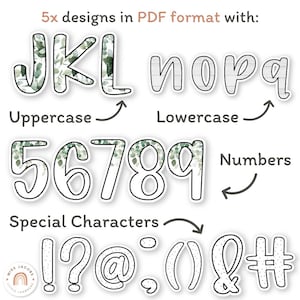 Bulletin Board Letters Set, Botanical Printable Alphabet & Numbers ...