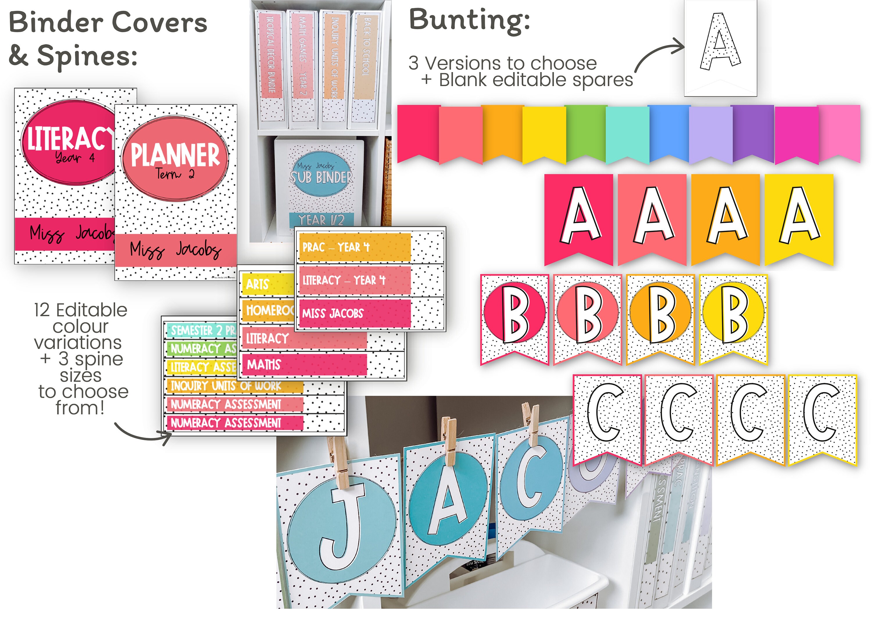 SPOTTY BRIGHTS Classroom Decor Bundle Editable Teacher - Etsy Australia