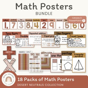 DESERT NEUTRAL Math Posters Bundle | Boho Color Palette | Neutral ...